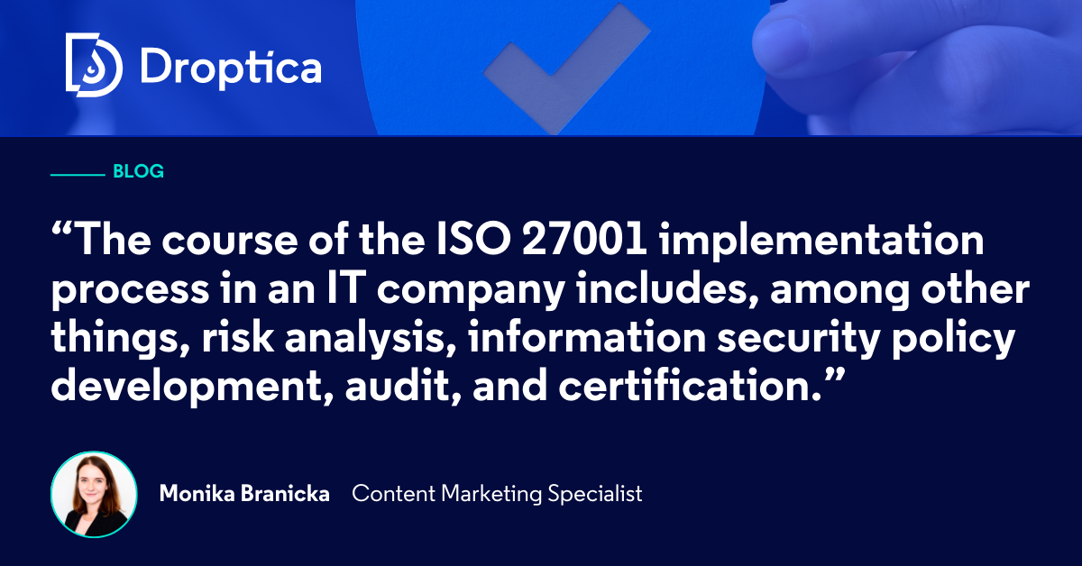 ISO 27001 in an IT company with the example of Droptica